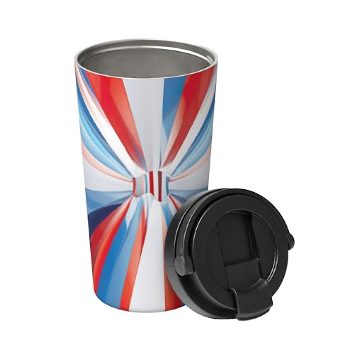 WANGZHAO Red Blue White Gray Stripes Print Double Wall Stainless Steel Vacuum Insulated Tumbler Cup Home Thermal Cup