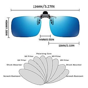 FF FRAZALA Polarized Clip-on Sunglasses 3 PACK Anti-Glare UV Protection Flip-up Sunglasses Over Prescription Glasses (green&black&blue)