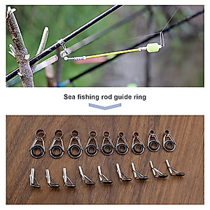 eMagTech 36PCS 1.6-8.6mm Fishing Rod Tips Repair Kit Fishing Rod Rings Guide Stainless Steel Fishing Replacement Parts for Saltwater Freshwater