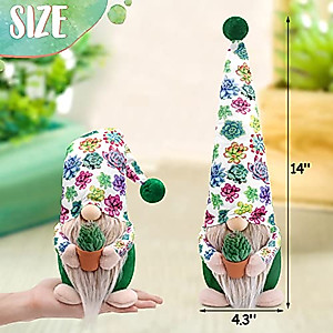 Succulent Gnomes Cactus Plants Gnomes Decor Swedish Tomte Doll Summer Stuffed Gnomes Plush Home Plants Tiered Tray Decoration Cacti Nordic Dwarf Gnomes Winter Gift for Her Coworker Plant Lady Decor