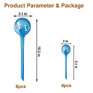 Plant Watering Globes, 10pcs Plastic Plant Automatic Water Bulbs Flower Self Feeder Balls Irrigation Device Auto Waterer Planter Insert Stakes for Indoor Outdoor Garden Potted While Away on Vacation