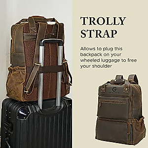 GENMARKS Sultana Backpack (Dark Brown) - Genuine Leather Bag with Multiple Pockets - Convertible Purse Bag for Travel, Work, College, Gym & Hiking - Stylish Luggage Backpack for Books & 15.6” Laptop