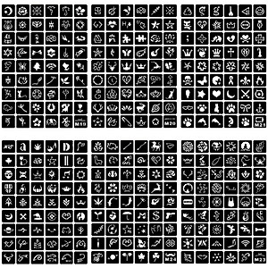 761pcs Temporary Tattoo Stencils for Kids, 20 Sheets Face Body Paint Henna Stencils Kit, Girls Boys Glitter Tattoo Stencils for Kids School Show Birthdays Halloween Christmas Party Favor Supplies