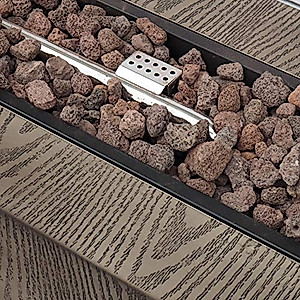 Christopher Knight Home Abbott Outdoor Rectangular Fire Pit with Tank Holder, Brown Wood Pattern