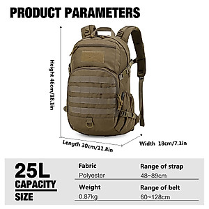 Mardingtop 25L Hiking Backpack,Lightweight Molle Tactical Backpack for Running,Hiking,Cycling,Motorcycle(With Rain-cover)