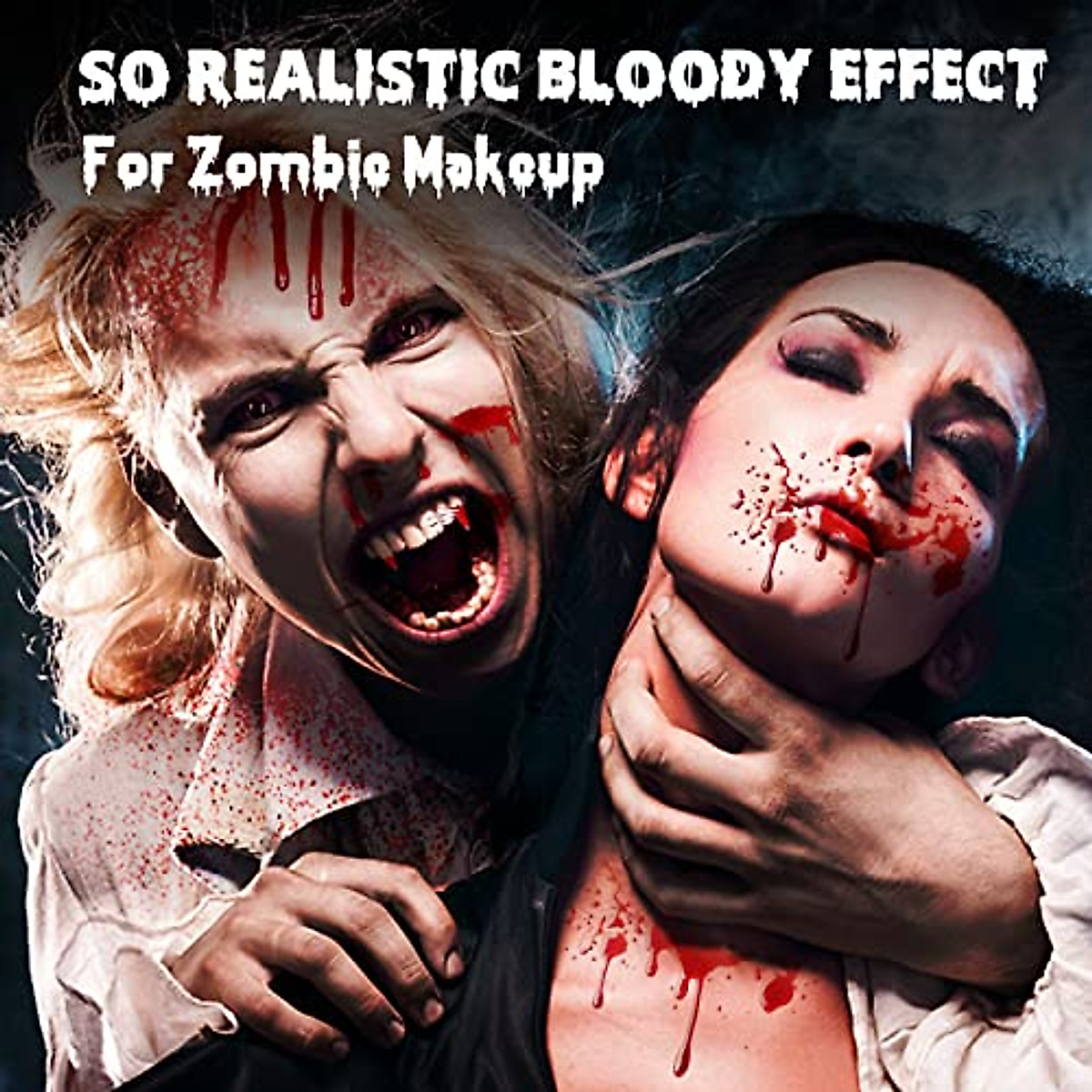 Halloween Fake Blood Spray Makeup - Washable Bloody Fake Blood for Costume Zombie Vampire and Monster Dress Up Cosplay, Realistic Blood Splatter for Clothes Mouth Face Paint Men Women