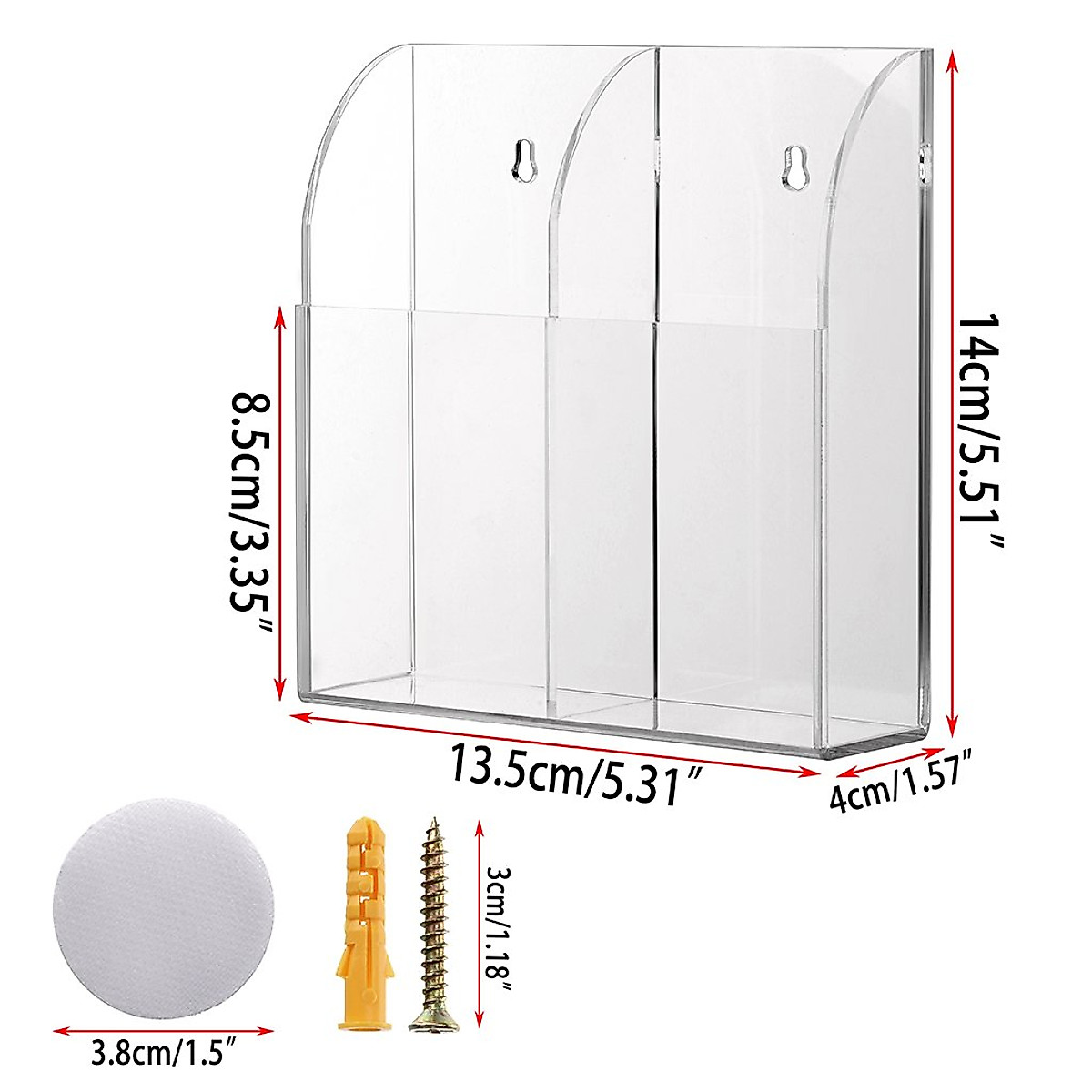 Hipiwe Wall Mount Remote Control Holder Clear Acrylic Media Organizer Storage Box Coffee Table and Nightstand Convenient Remote Control Caddy (Two Compartments)