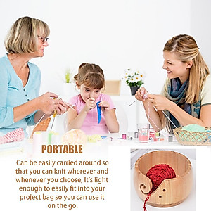 TEMU-SC Wooden Yarn Bowl for Crocheting, Crochet Bowls for Yarn, Knitting Bowl(Without Cover)(Pine Wood)(15 * 8cm)