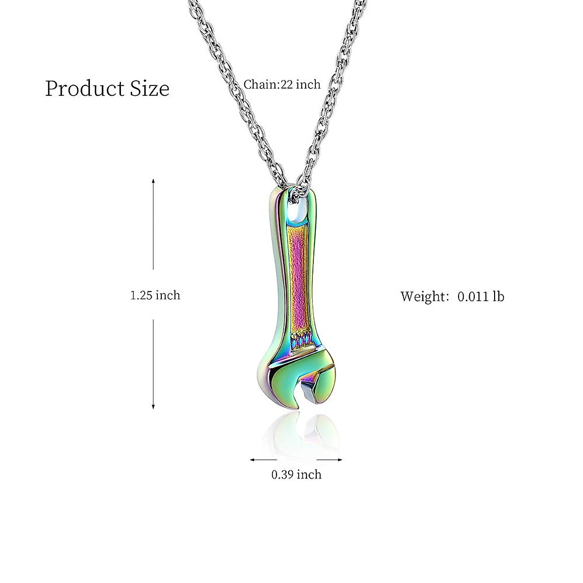 shajwo Cremation Jewelry Urn Necklaces for Human Pet Ashes Locket Pendant Wrench Memorial Keepsake Jewelry for Men Women,Rainbow