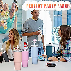 8Pcs Straw Cover for Stanley Cup&Simple Modern 40 oz Trek Tumbler,10mm Reusable Drinking Straw Tips Lids,Straw Toppers for Tumblers,Portable&Dust Proof Plugs Cap Protector for Stanley Cup Accessories
