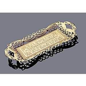 Turkish Tea Coffee Serving Tray with Handles Ottoman Decorative (Gold)