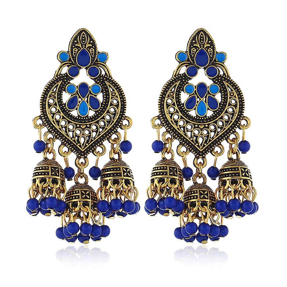 Kofun Earrings, Retro Indian Bollywood Kundan Jhumka Jhumki Drop Earrings Gypsy Fashion Jewelry