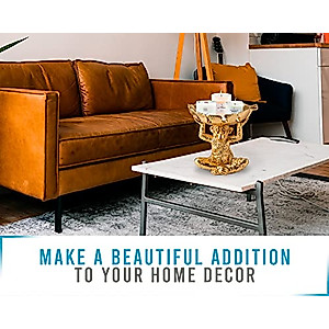 Adorable “Monkey” Candy Tray Made of Resin – Monkey Sculpture w/Split Leaf Dish for Snacks, Nuts, Candies & More – Decorative Holder w/Golden Finish for Keys or Jewelry – Ornament for Modern Decor