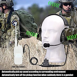 Retevis EHK007 Tactical Noise Reduction Walkie Talkie Headset, Sound Pickup, Compatible with Motorola CP185 CP100 CP200 CP200d GP2000 GP300 2 Way Radio, for Airsoft Shooting Hunting Adult Gift(1 Pack)