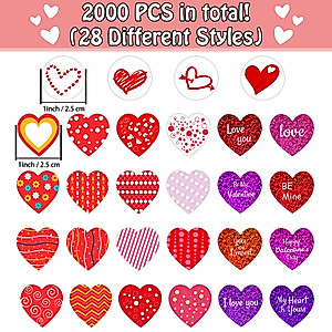 Partywind 2000 PCS Valentine's Day Stickers, Happy Valentines Conversation Heart Stickers for Envelope/Crafts for Kids Classroom, Love Stickers for Party Decorations (4 Rolls)