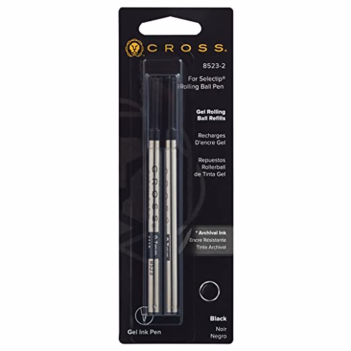 Cross Rollerball Gel Ink Refill for Selectip Pens, Medium, 8523-2 – Black (Pack of 2)