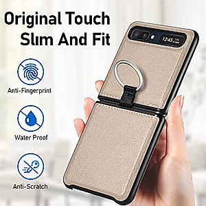 DENUVI Slim Finger Ring Holder Leather Case for Samsung Galaxy Z Flip 3 Flip4 Flip 4 Flip3 5G Folding Cell Phone Cover,red,for Samsung Z Flip 3