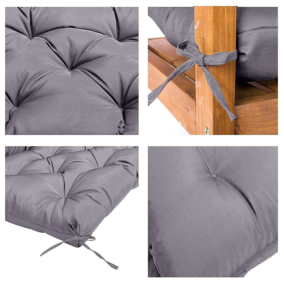 Srutirbo Waterproof Bench Cushion with Backrest, 2 or 3 Seat Swing Replacement Cushions Overstuffed for Garden Patio Furniture Loveseat Outdoor (59.1*39.4*3.94inch, Dark Gray)