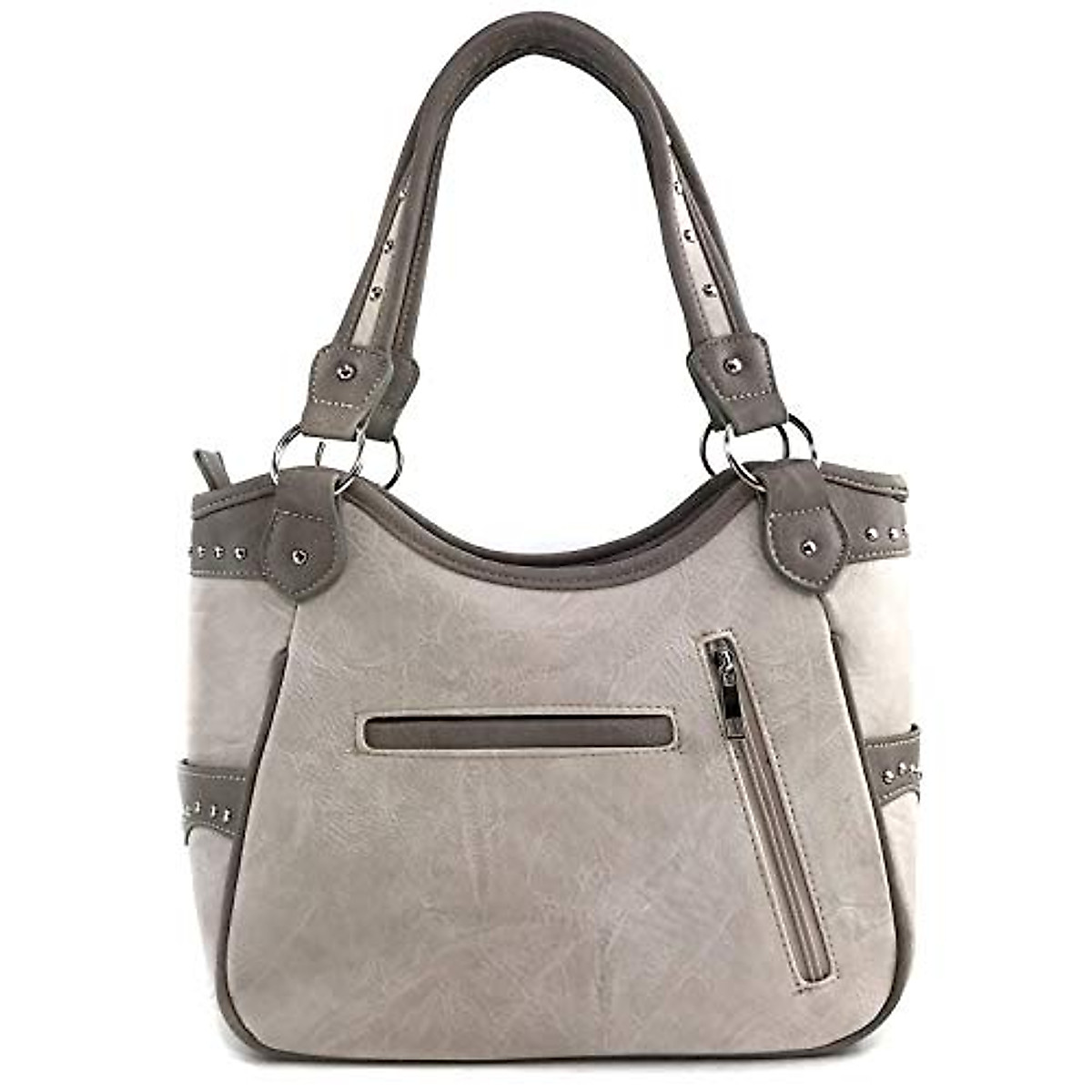 Zelris Floral Poppy Cross Western Women Conceal Carry Tote Handbag Purse (Beige Silver)