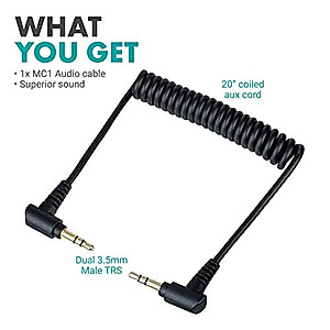 Movo MC1 3.5mm Audio Cable - Dual Male 3.5mm TRS Cable for Audio Mixers, Microphones, Cameras, Recorders, Car Speakers, and More