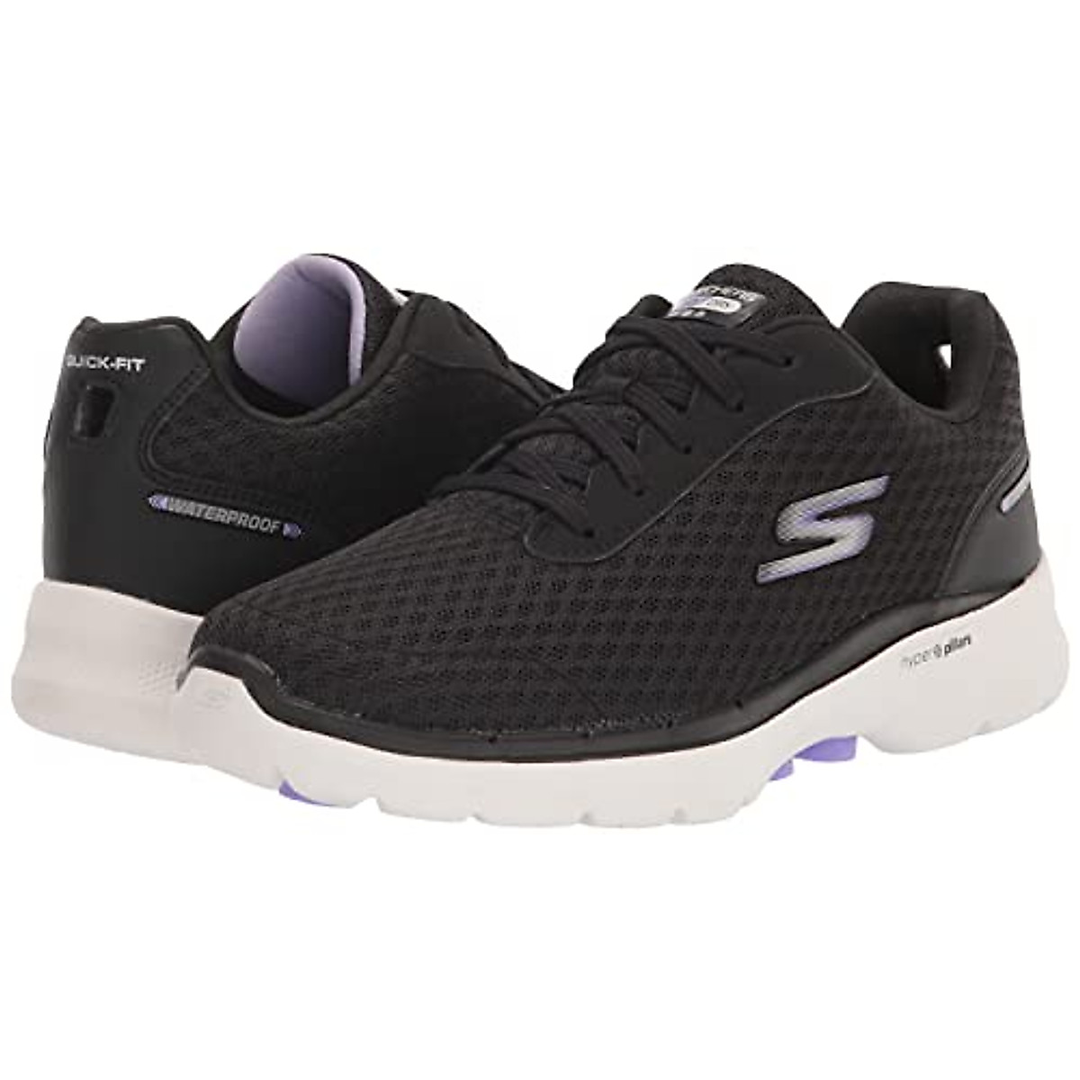 Skechers Women's GO Walk 6-Venecia Sneaker, Black/Lavender, 8