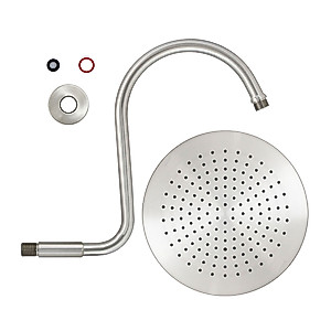 MODONA 10” Rain Shower Head and “S” Long Shower Arm with Flange – Satin Nickel - 5 Year Warrantee