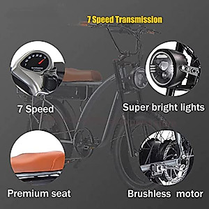 Lanshanchu (US Spot Smlro E5 Plus Electric Retro Cargo Bike 2000W Dual Motor Motorcycle Ebike 48V 18Ah EBike 20" Fat Tire 7 Speed E Bike MTB Mountain City Road Snow Bike