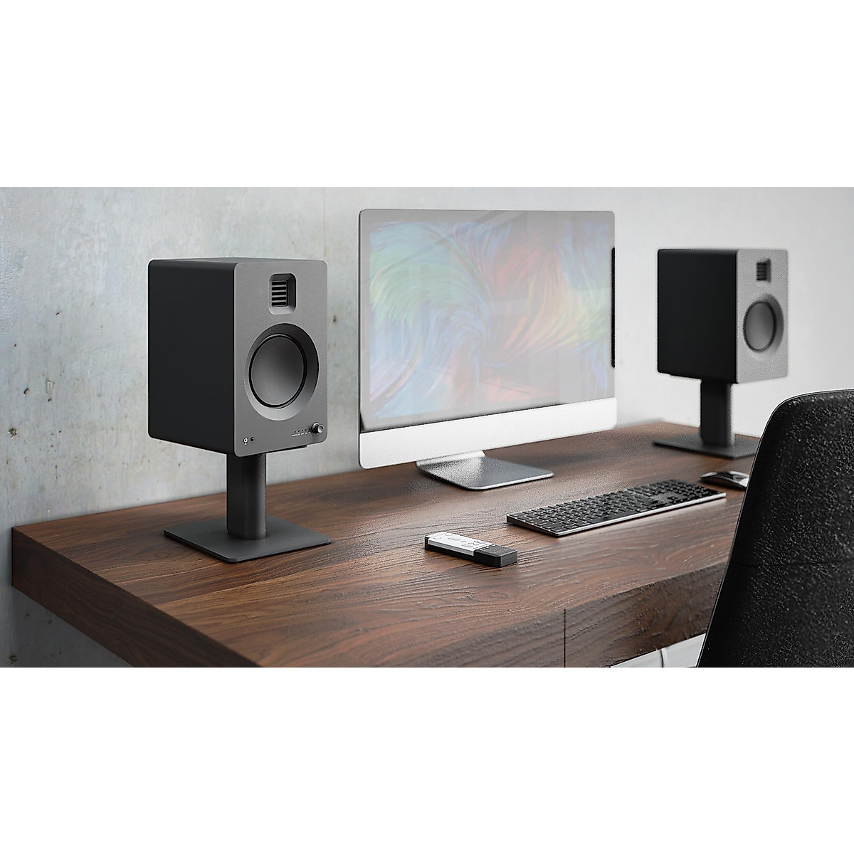 Kanto SP6HD Desktop Speaker Stands for Medium/Large Bookshelf Speakers & Mid-Size/Full-Size 4”-7” Studio Monitors | 6" Tall | Black | Pair