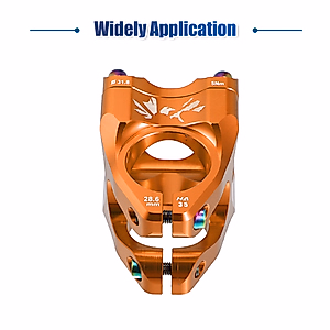 X AUTOHAUX CNC Aluminum Alloy 35mm Mountain Bike Stem for Most Bicycle Road Bike Mountain Bike Cycling Handlebar Accessories Orange for 1-1/8 Steer Tube 31.8mm Handlebar