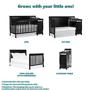 Dream On Me Casco 3-In-1 Mini Crib And Changing Table In Cherry, Convertible Crib, Made Of Pinewood, Three Position Adjustable Mattress Height Settings