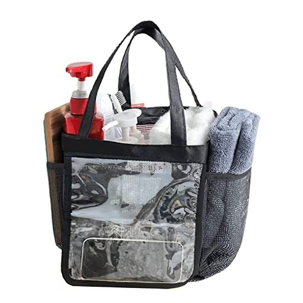 Portable Mesh Shower Caddy with Waterproof Bag , Quick Dry Hanging Toiletry Bag, 10 Storage Pocket Handle Bath Organizer for College Dorm Room Essentials, Gym, Bathroom, Mobile phone waterproof bag