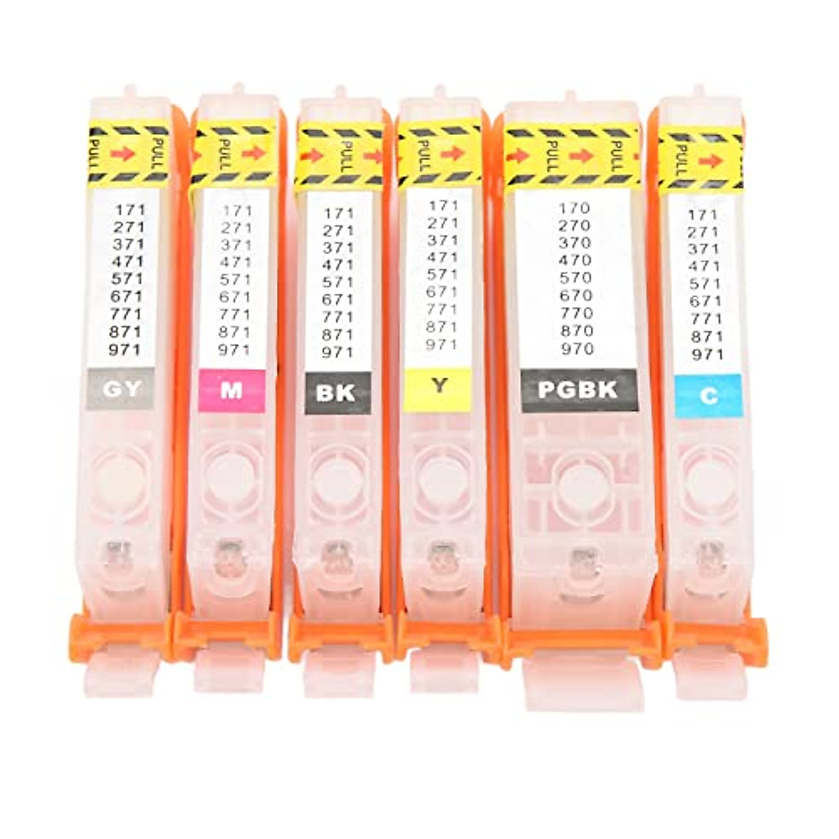 5PCS Ink Cartridge, Reusable Printing Ink Cartridge PGBK BK C M Y 5 Color for Printing (370-371)