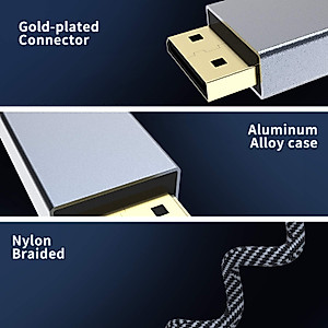 Mytrix 8K DisplayPort Cable, 6.6ft Ultra HD DisplayPort 1.4 Male to Male Nylon Braided Cable, 7680x4320 Resolution, 8K@60Hz, 4K@144Hz, 32.4Gbps, HDP, HDCP for PC, Laptop, HDTV, DP to DP Cable (2M)