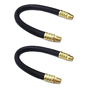 QWORK Air Compressor Hose, 3/8" X 15" Air Hose, 300 PSI Max Working Pressure, 1/4" Male NPT To 1/4" Male NPT Connections, 2 Pack