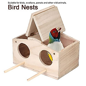 Yinuoday Bird Nest Hut, Wooden Parakeet Bird Cage Coconut Hide with Ladder, Bird Houses for Outside, Bird Toys Cockatiel Cage for Parrot Parakeet Lovebird Finch Canary