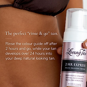 Loving Tan 2 HR Express Mousse, Dark- Streak Free, Natural looking, Professional Strength Sunless Tanner - Up to 5 Self Tan Applications per Bottle, Cruelty Free, Naturally Derived DHA - 4 FL Oz