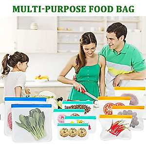 10PCS Food Storage Bags Silicone, Leakproof Reusable Storage Bags, Reusable Snack Bags Silicone for Home Food Storage, Kids School Lunch,Picnic and Travel