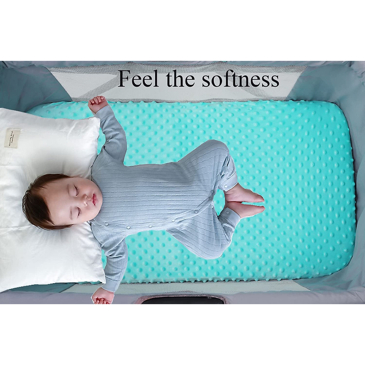 Minky Bassinet Sheet Set 2 Pack Stretch Fitted Cradle Sheets,Ultra Soft Thick Universal Fit Oval Rectangle Hourglass Pad/Mattress, for Baby Girls and Boys Grey Green