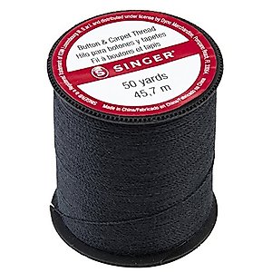 SINGER 67110 Button & Carpet Sewing Thread, 50-Yards, Black