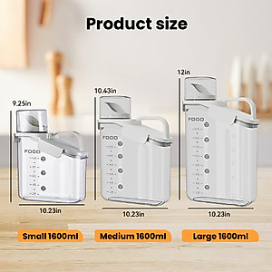 XieJY Slim Rice Container Storage Tank, Dry Food Airtight Container kitchen Storage Containers, Airtight Food Storage with Pouring Spout for Oatmeal, Grain, Cereal, Pasta, Flour (White, 1600 ML)