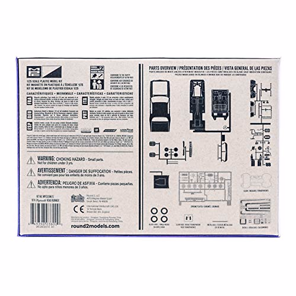 MPC 1974 Plymouth Road Runner - 1/25 Scale Model Car Kit - Buildable Vintage Vehicles for Kids and Adults