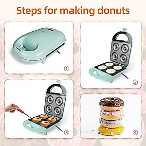 Aoruru Mini Donut Maker for Kids Make 4 Doughnuts