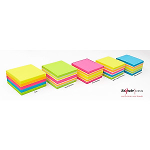 Snopake 76 x 76 mm Pink Rainbow NeonMix Sticky Notes [Cube of 450 Sheets] 15759