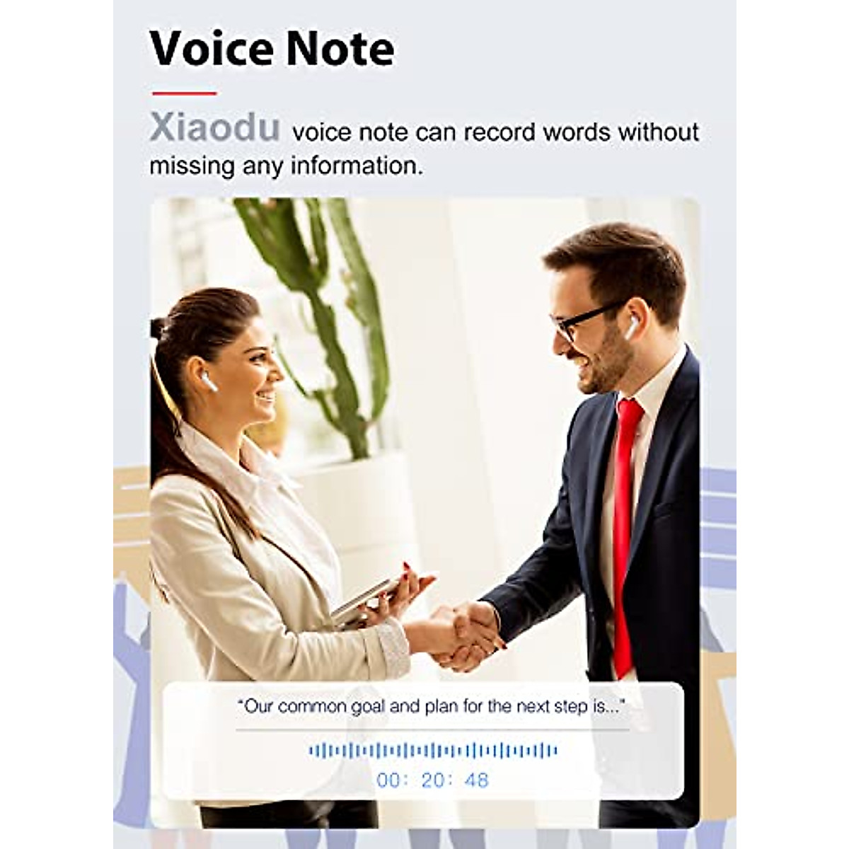 XIAODU Smart Wireless Earbuds, Voice Note Lightweight Headphone, with 13mm Dynamic Driver Unit and Type-C Charging Case, Mic, Sweat Proof, in-Ear Stereo Earphones for Sports