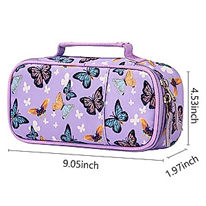 Choco Mocha Butterfly Pencil Case for Girls Pencil Box for Girls Pencil Pouch for Girls Pencil Case for Kids Pencil Bag for School Kindergarten Preschool Zipper Organizer Soft Cute Small Gift Purple