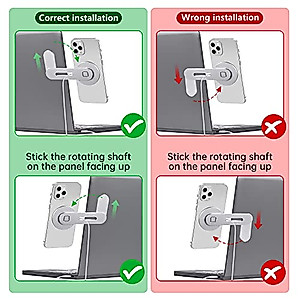 RISLG Laptop Phone Holder, Magnetic Phone Holder, Wireless Charging Monitor Stand, 2 in 1 Portable Foldable Laptop Phone Mount, Portable Foldable Monitor Side Mount Bracket