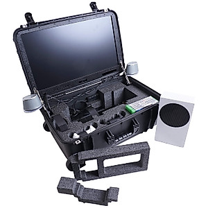 Case Club Gaming Station to Fit Xbox Series X or S. Comes with Built-in 24" 1080p Monitor, Cooling Fans, & Speakers. Fits Console, Controllers, & Games, which are NOT Included