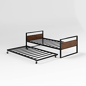 ZINUS Suzanne Bamboo and Metal Daybed with Trundle / Mattress Foundation with Steel Slat Support / Easy Assembly, Twin