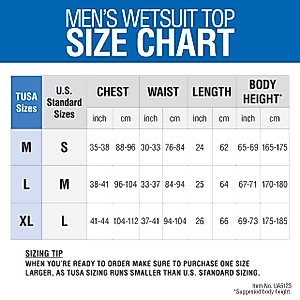 TUSA Sport Mens 2mm Neoprene Vest, Large, Black