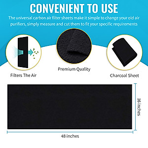 CFS COMPLETE FILTRATION SERVICES EST.2006 1PACK CuttoFit Carbon Pad 16 x 48 inches for Air Filters Charcoal Sheet fits Air Purifiers Range Hoods Furnace Filters removes Odor V O C Parts
